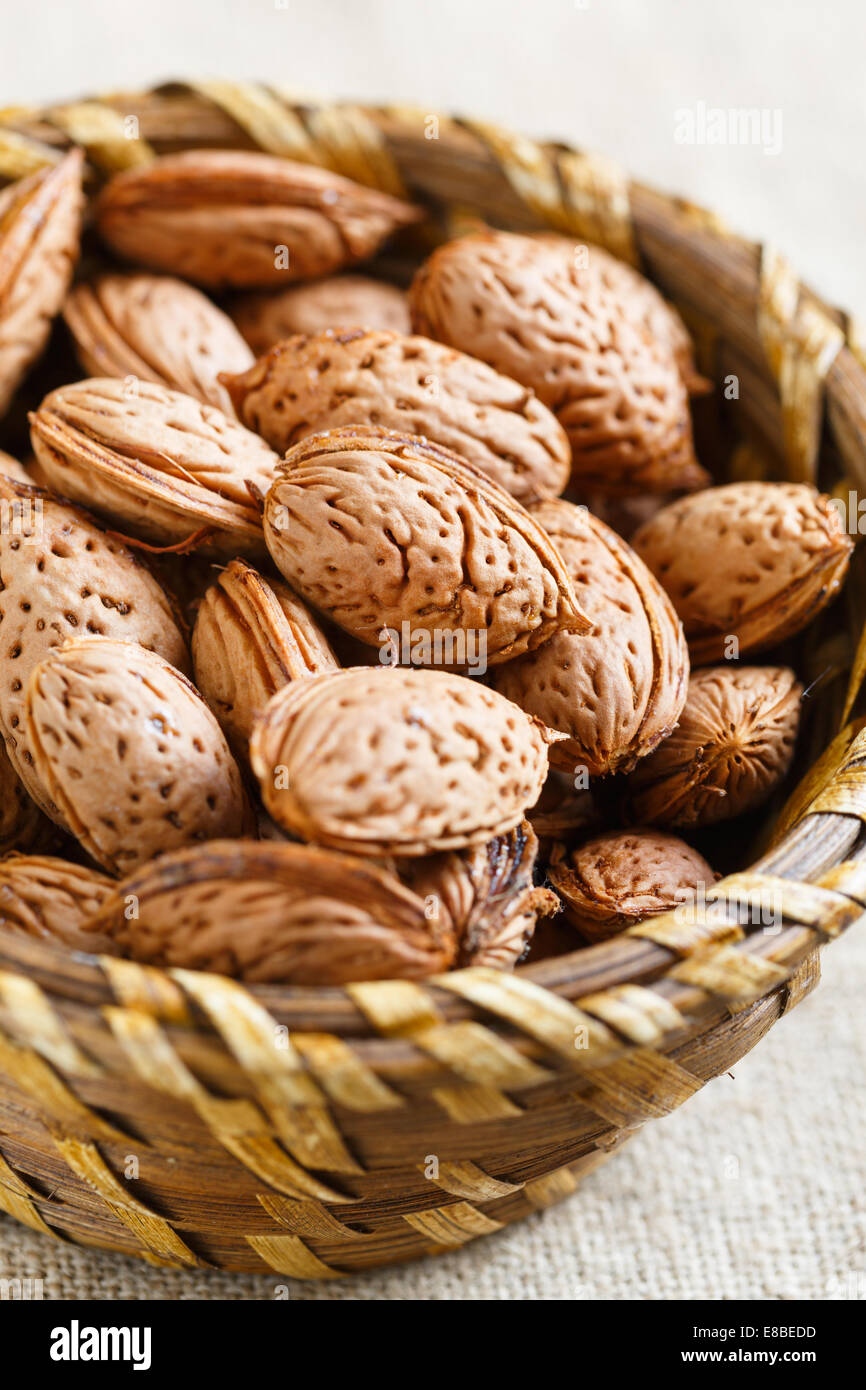 Fresh almond in basket Stock Photo - Alamy