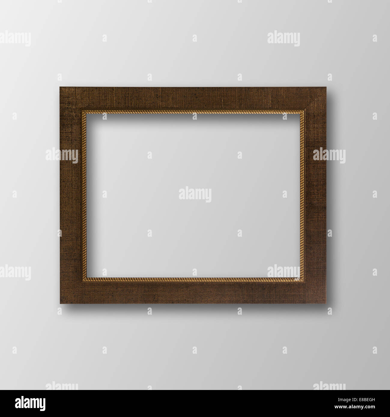 Old Antique Brown Frame With Shadows On White Background. Closeup Stock ...