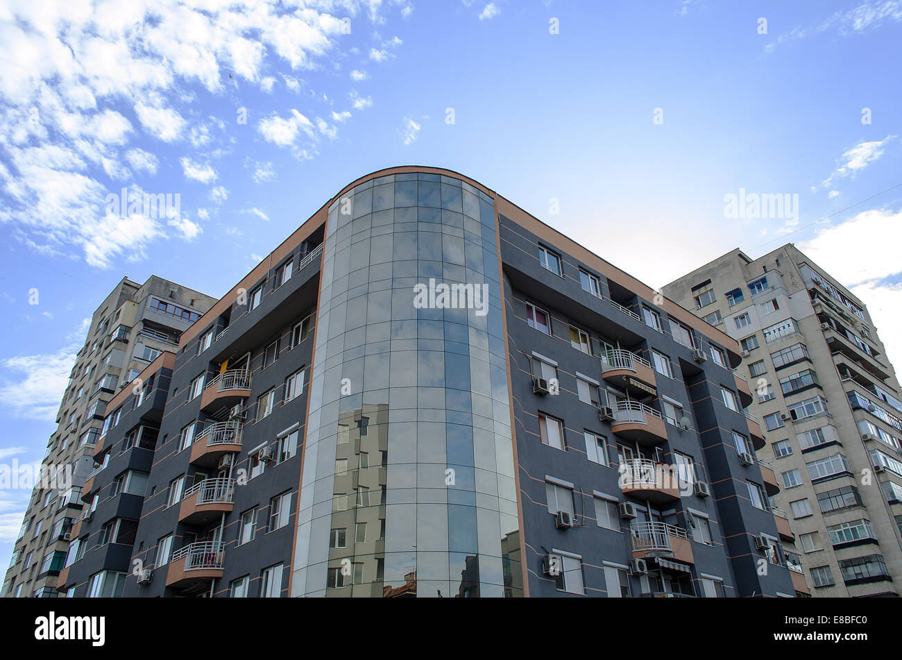 Exterior of glass residential building sunrise view Stock Photo - Alamy