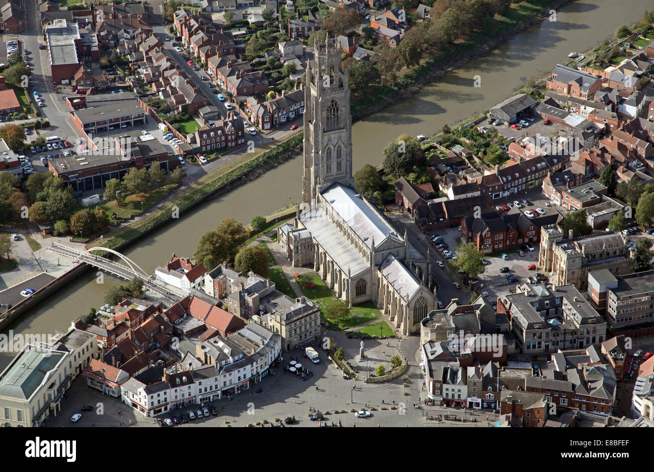 aerial view of the Lincolnshire town of Boston, UK Stock Photo - Alamy