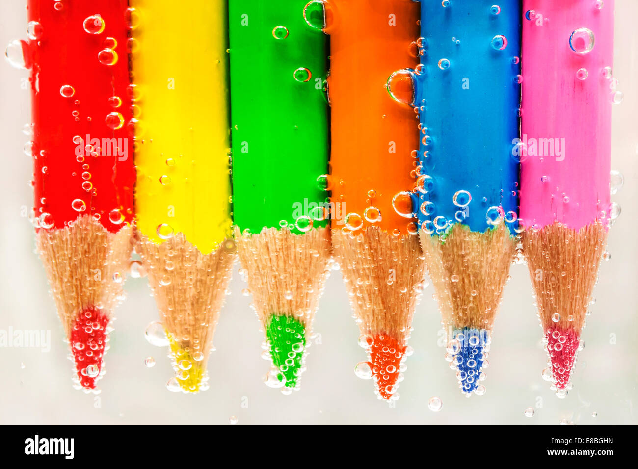Colored Pencils with Bubbles Underwater Stock Photo - Alamy
