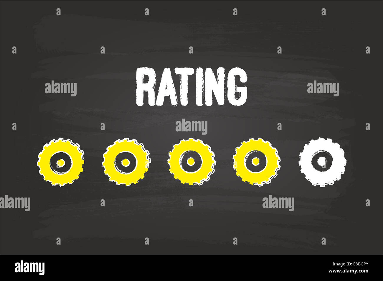 Rating Evaluation System With Gears On Blackboard Stock Photo - Alamy