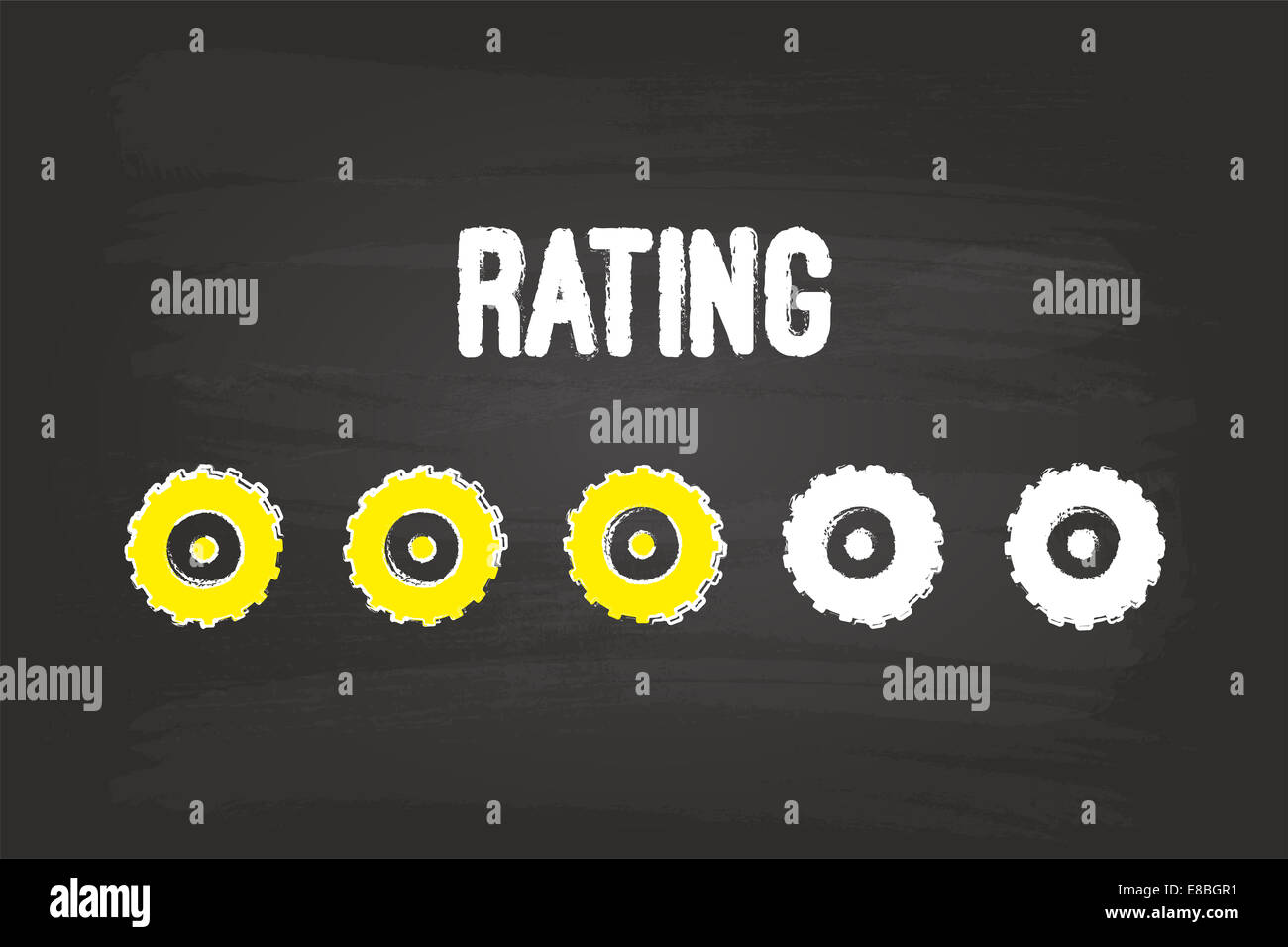 Rating Evaluation System With Gears On Blackboard Stock Photo - Alamy
