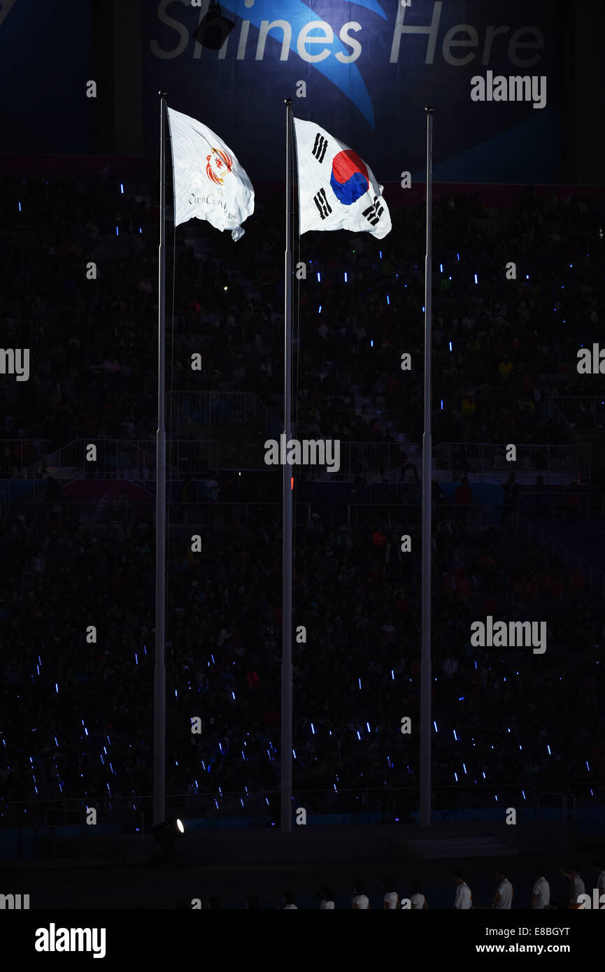 Incheon, South Korea. 4th Oct, 2014. The national flag of South Korea ...