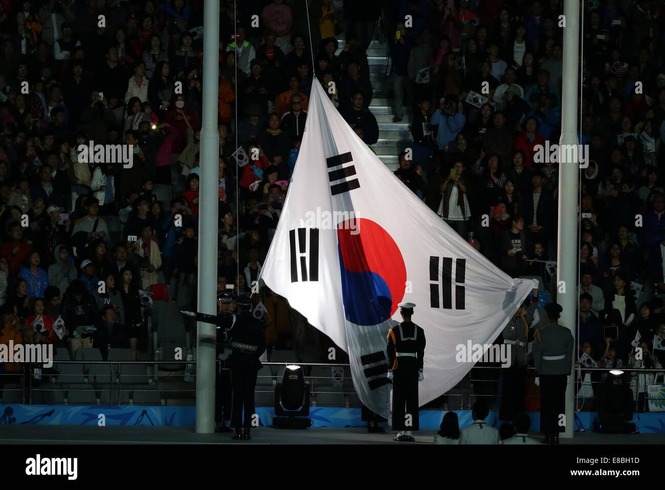 Incheon, South Korea. 4th Oct, 2014. The national flag of South Korea ...