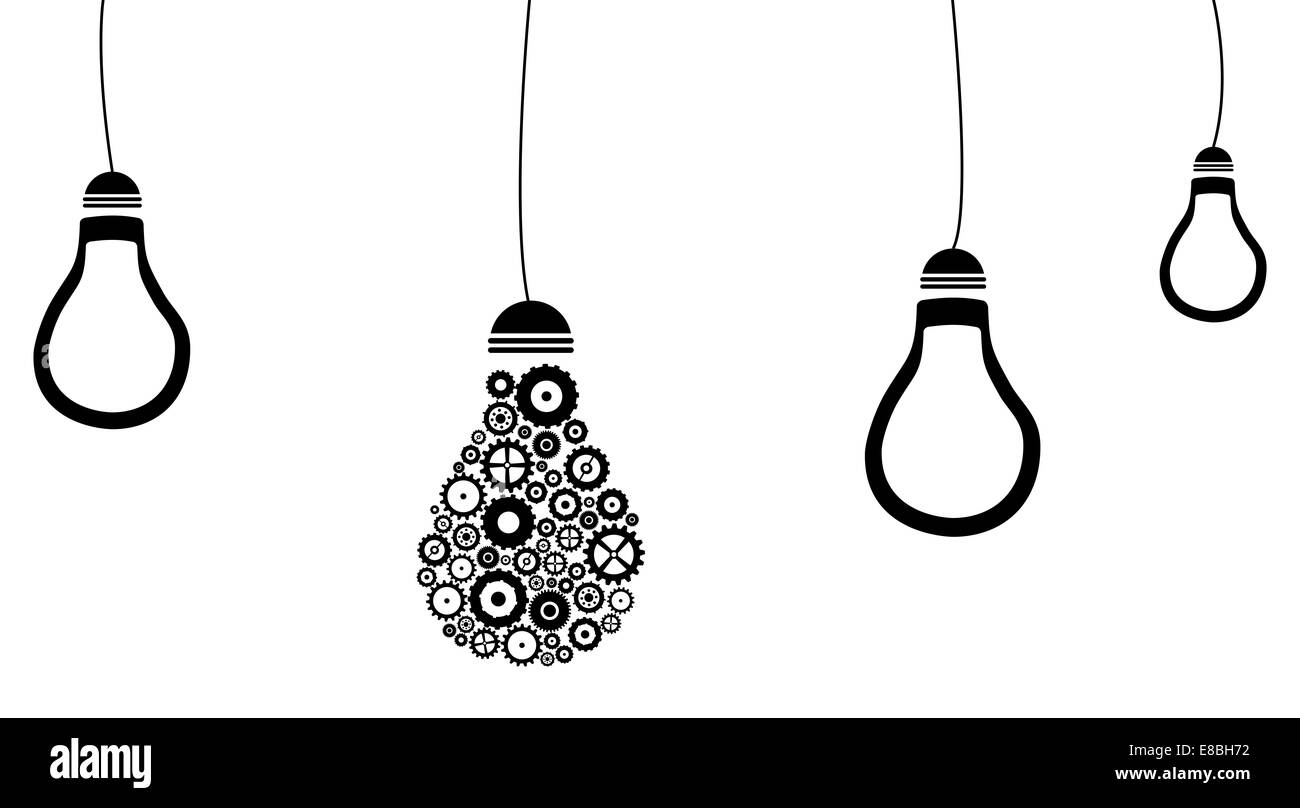 Idea Light Bulb With Gears And Cog Wheels Concept Stock Photo - Alamy