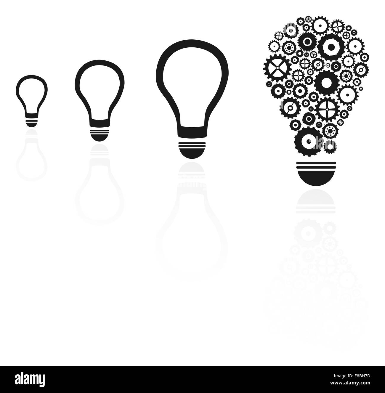Idea Light Bulb With Gears And Cog Wheels Concept Stock Photo - Alamy