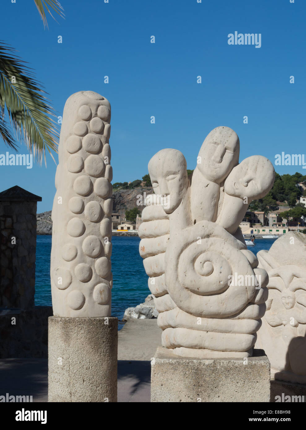 Sculptures on the sea promenade by Playa de Repic beach in Puerto ...