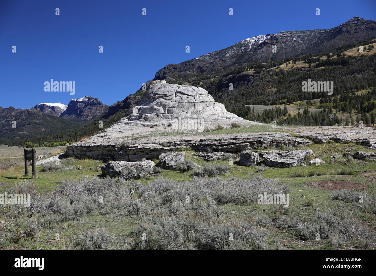Soda Butte, a dormant hot spring geyser in Lamar Valley Yellowstone ...