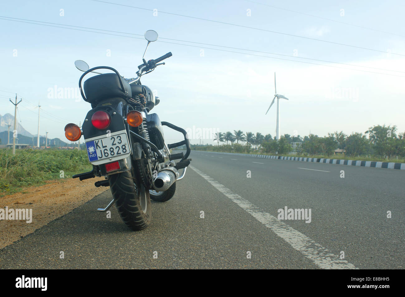 Motor bike on road Stock Photo - Alamy