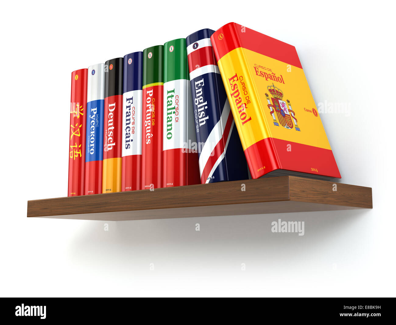 Dictionaries on bookshelf white isolated backgound. 3d Stock Photo - Alamy