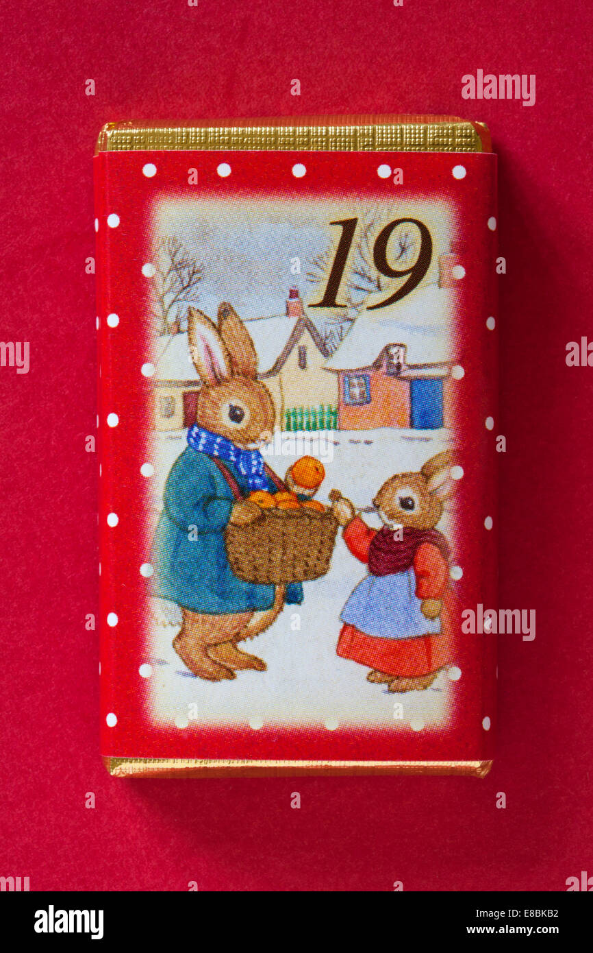 Count down to Christmas with individual advent chocolate bars isolated ...