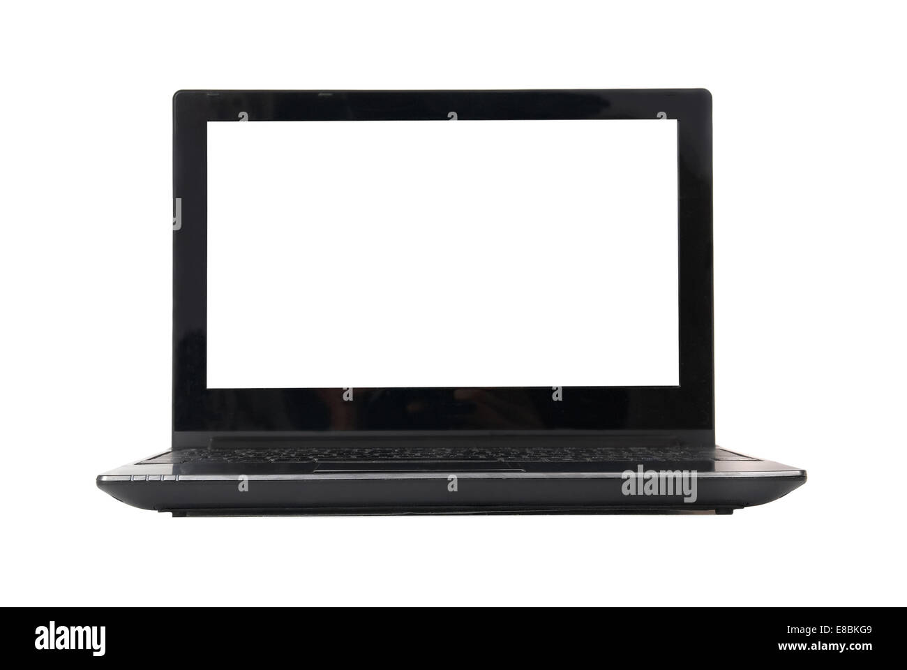 Laptop with empty screen isolated on white. Front view Stock Photo - Alamy
