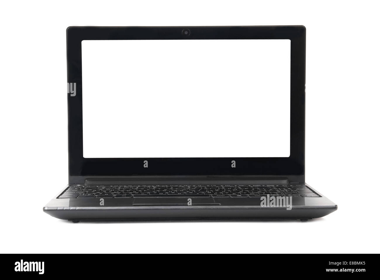 Laptop with empty screen isolated on white. Front view Stock Photo - Alamy