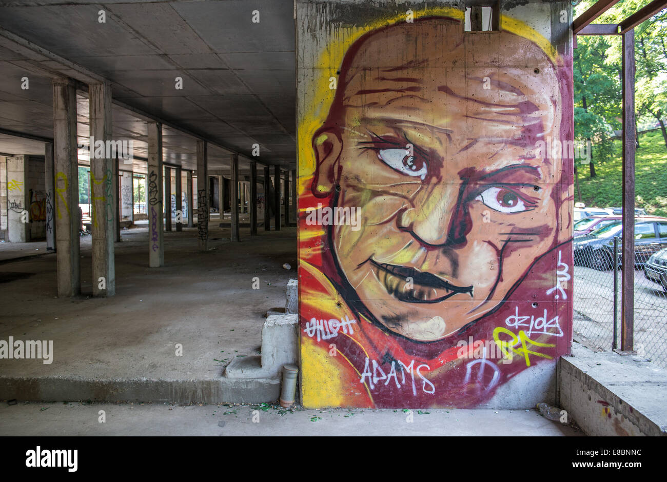 Graffiti in Warsaw centre (under the Poniatowski Bridge), Poland Stock ...