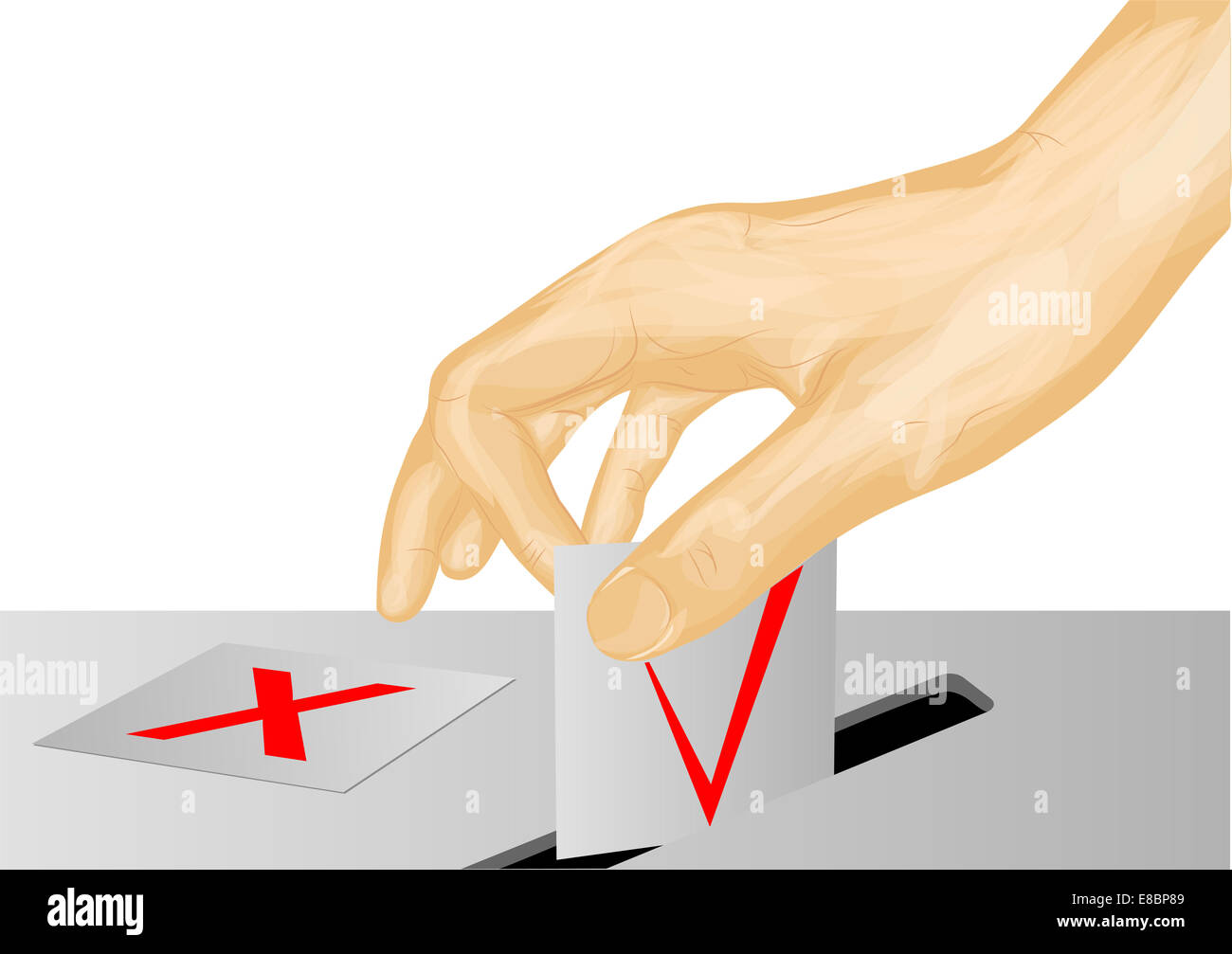 voting. human hand and paper with tick Stock Photo - Alamy