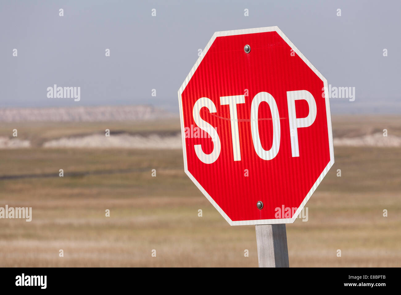 Stop Sign, Badlands National Park, SD, USA Stock Photo - Alamy
