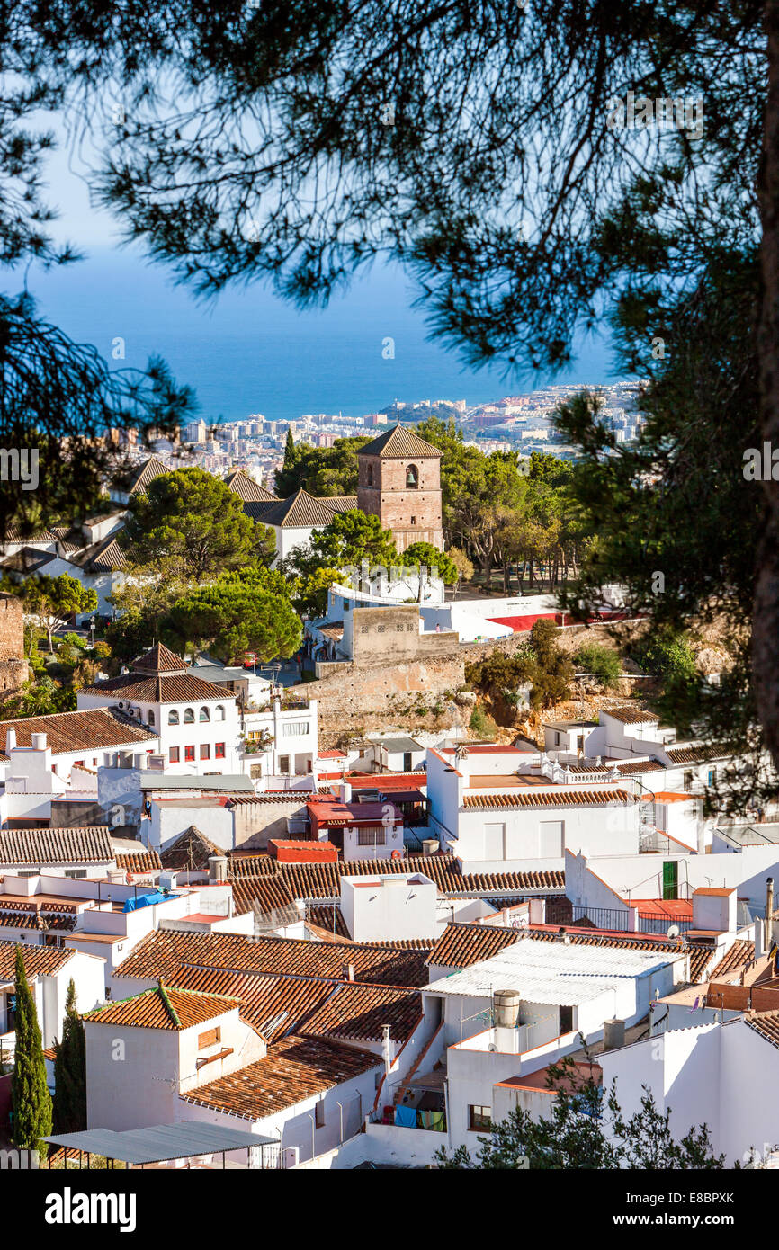 Bullring and church built on a former Moorish mosque, Mijas, Malaga ...