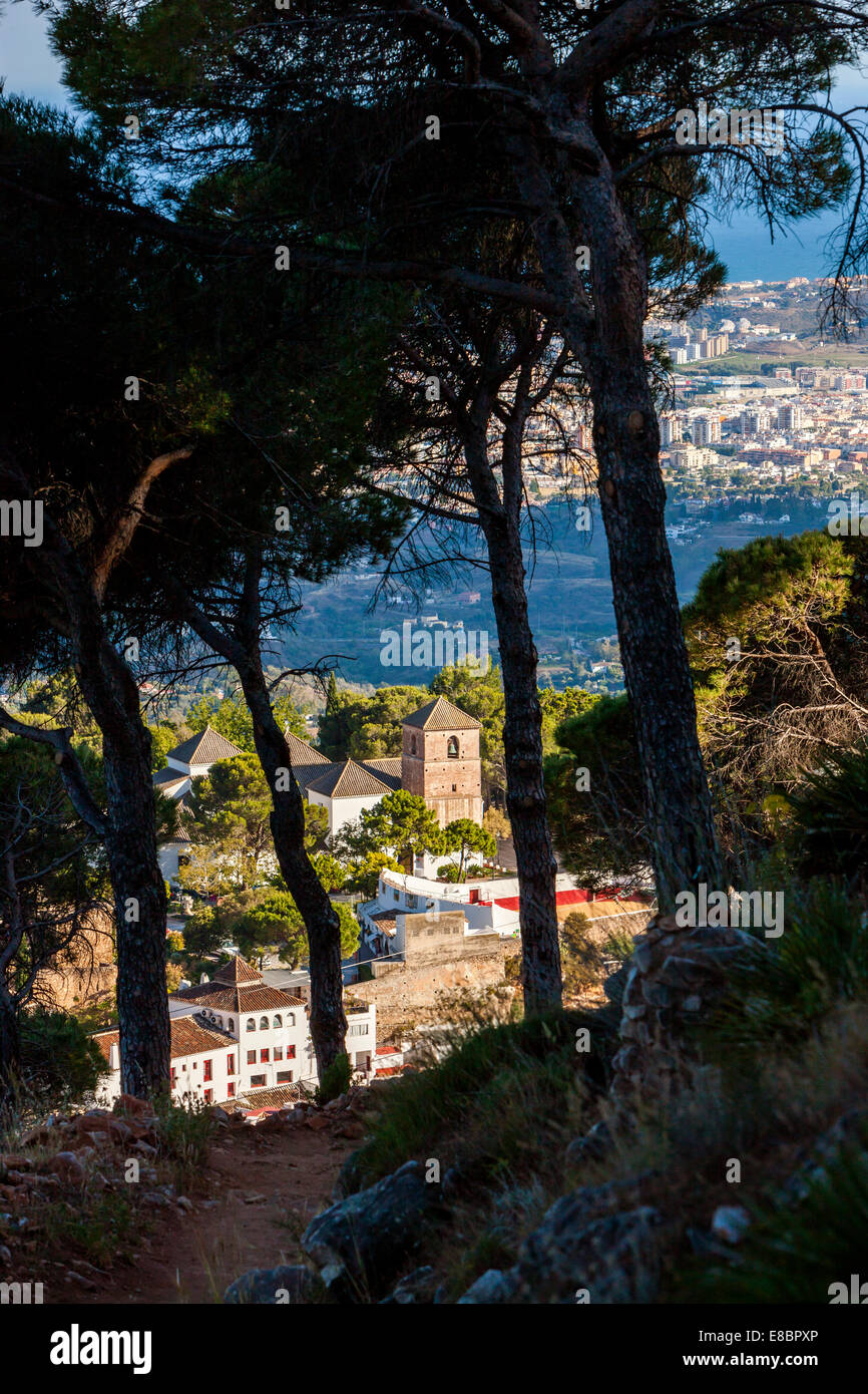 Bullring and church built on a former Moorish mosque, Mijas, Malaga ...