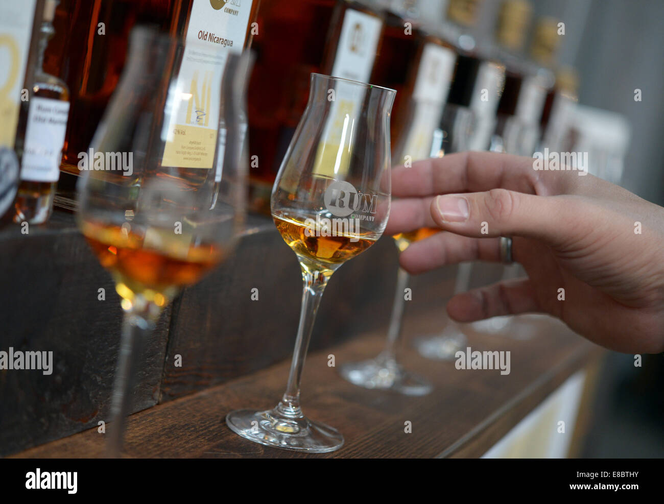 Different kinds of rum being offered at the 4th German Rum Festival in ...