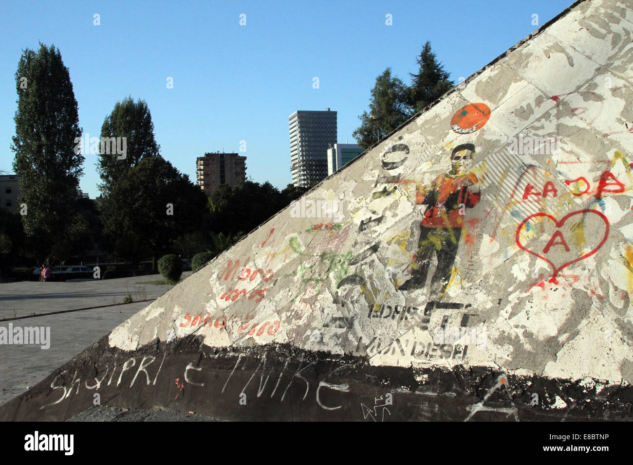 Graffiti on the exterior of The Pyramid in Tirana, Albania Stock Photo ...