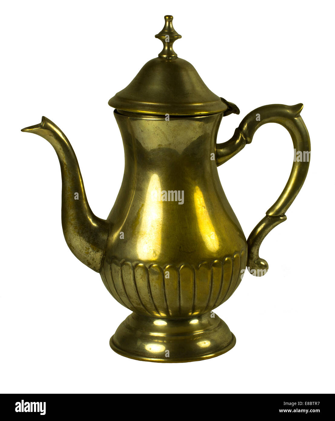 old antique silver jug or tea pot isolated on white Stock Photo - Alamy