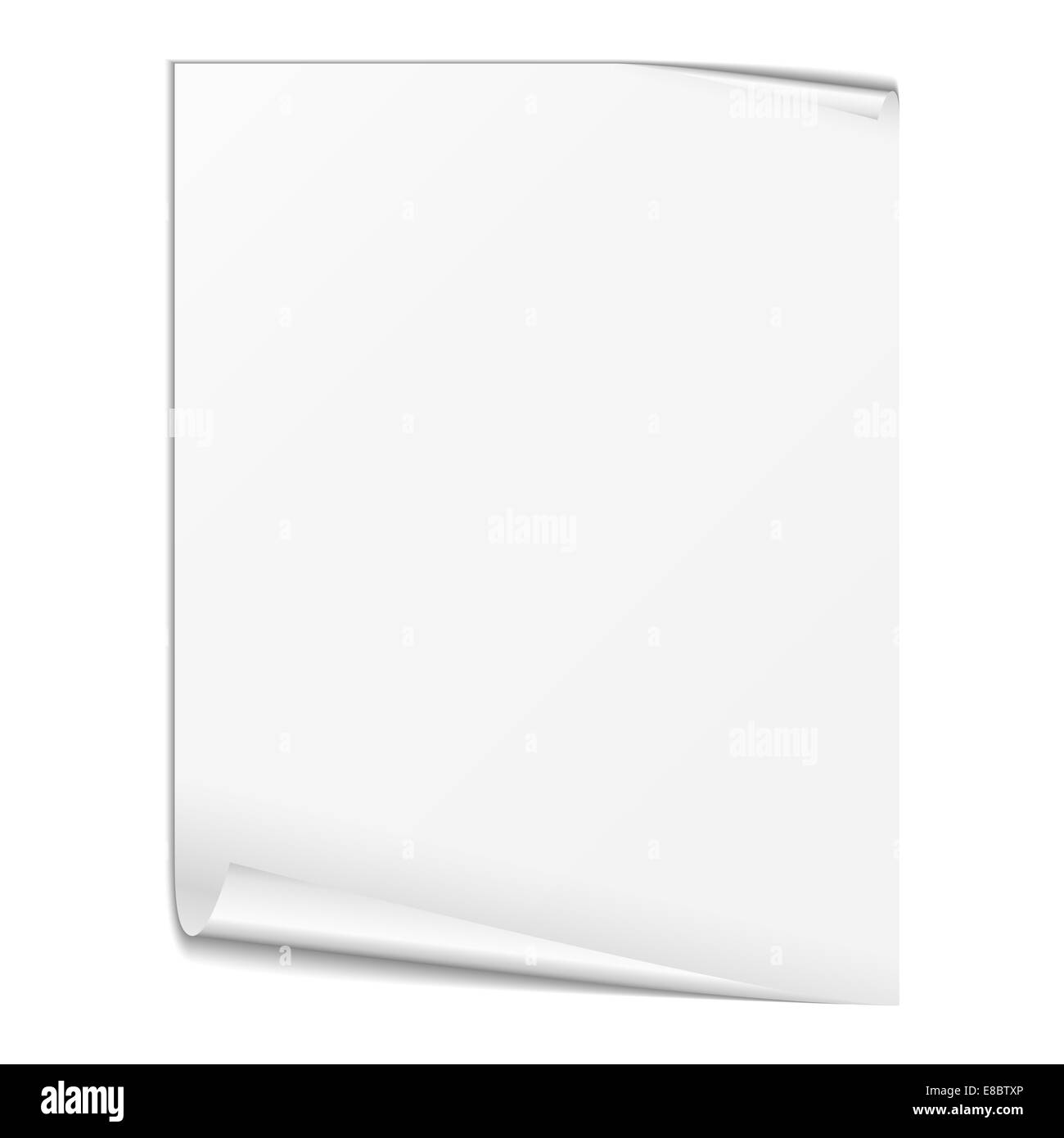 Blank white paper sheet on white background Stock Photo - Alamy