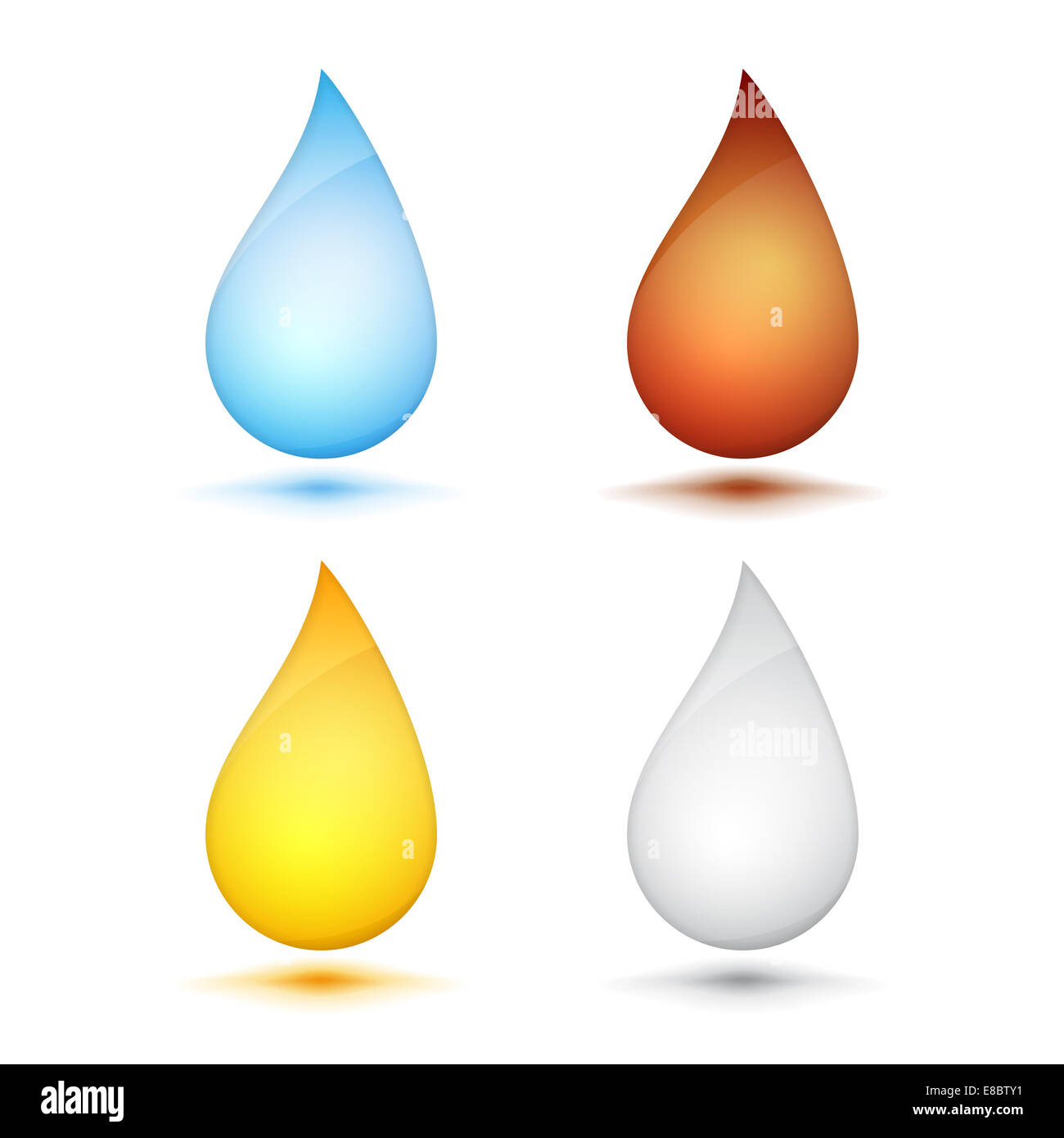 Set of colored drops on white background Stock Photo - Alamy