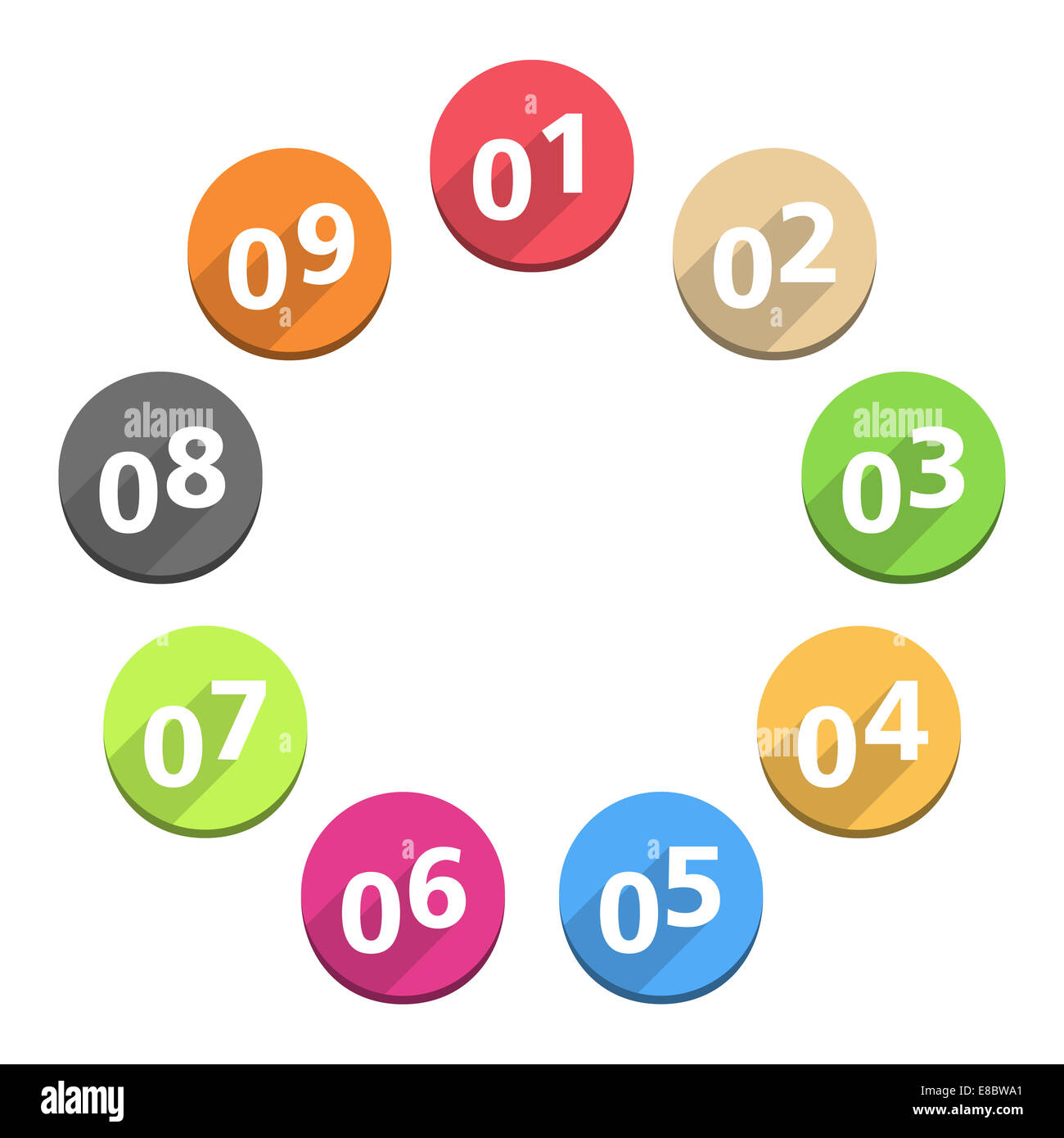 Circles with numbers, flat design Stock Photo - Alamy