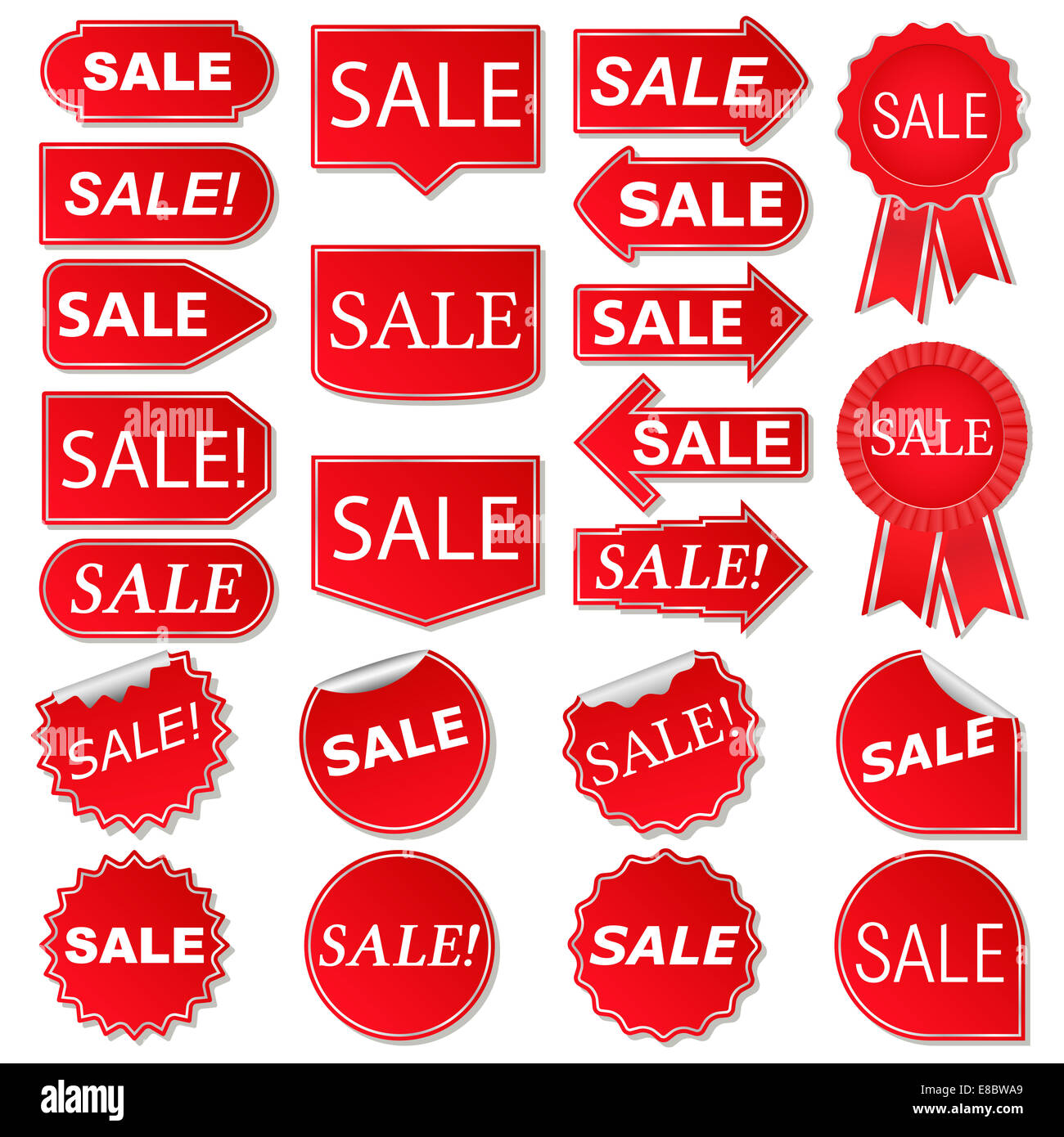 Set of red sale stickers Stock Photo - Alamy