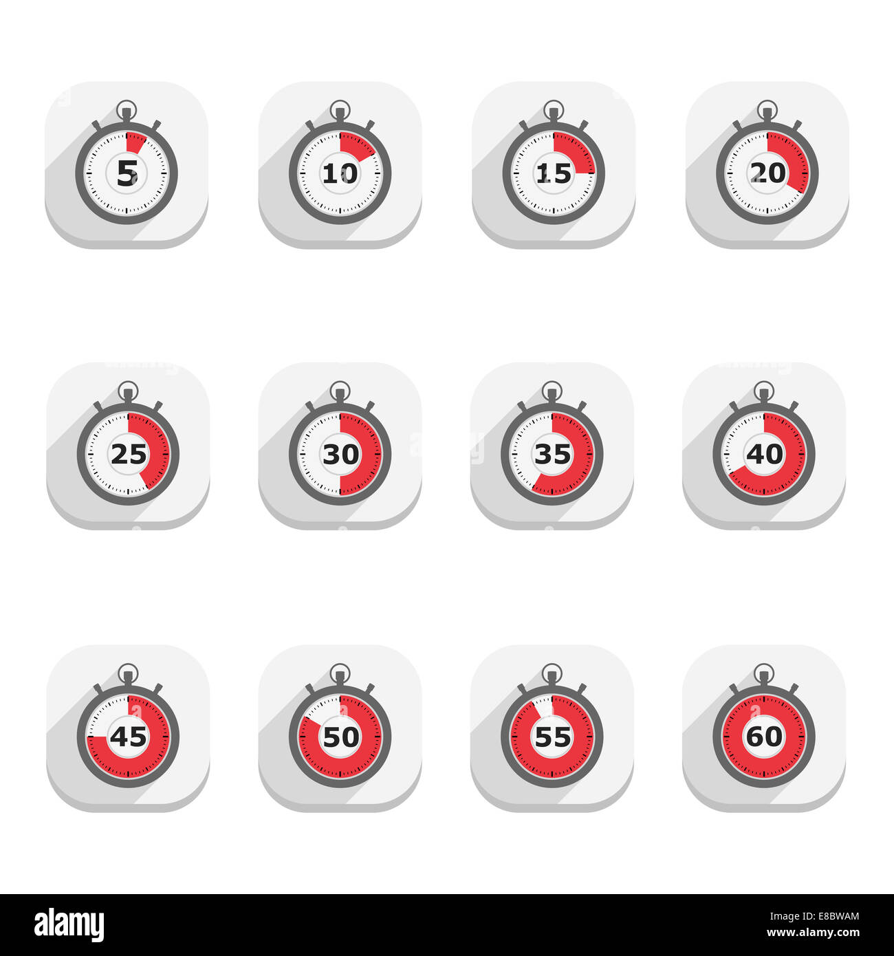 Stopwatch icons, flat design Stock Photo - Alamy