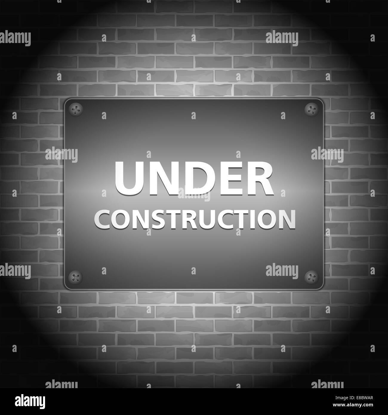 Under construction sign on brick wall Stock Photo - Alamy