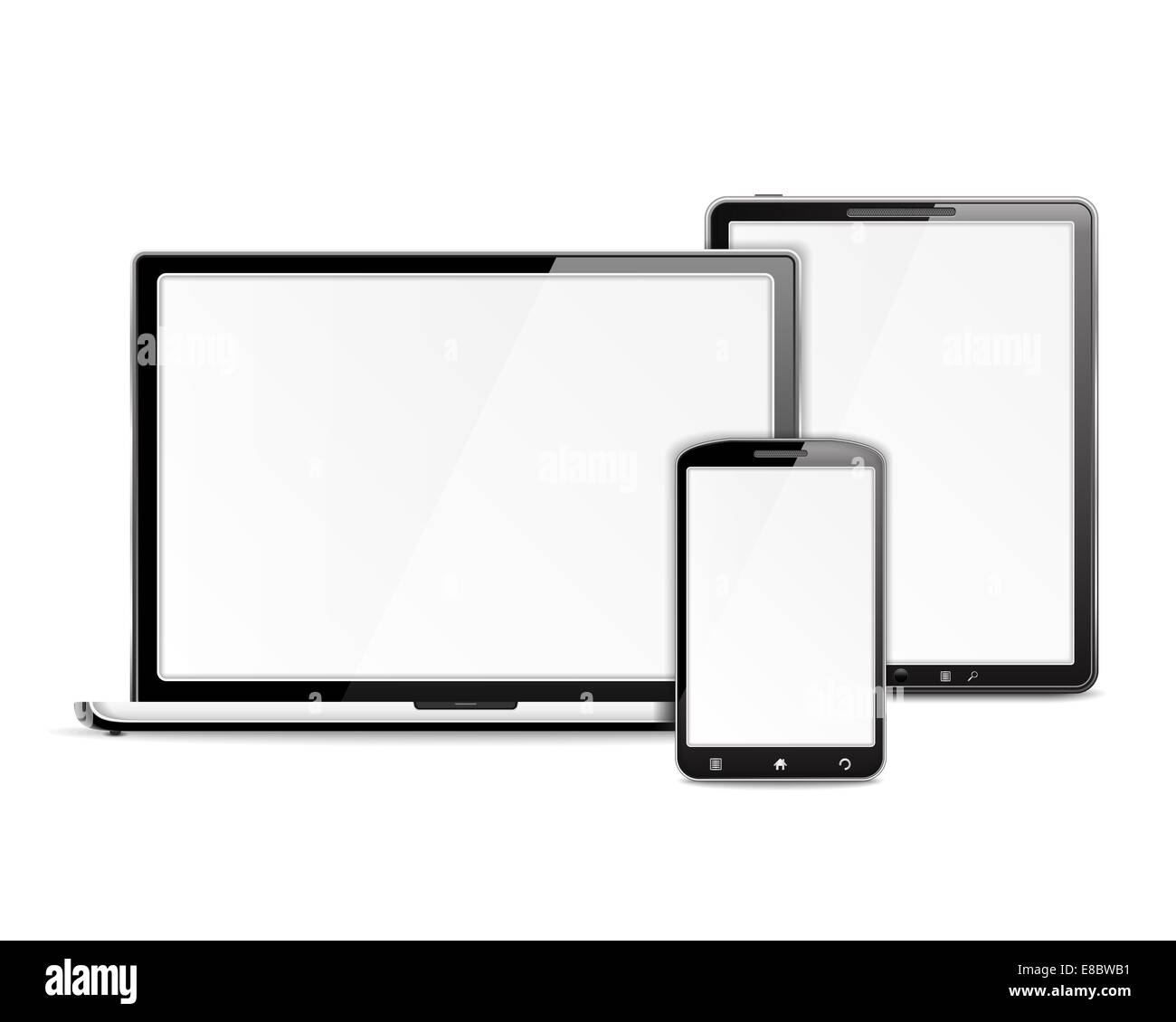 Set modern devices on Black and White Stock Photos & Images - Alamy