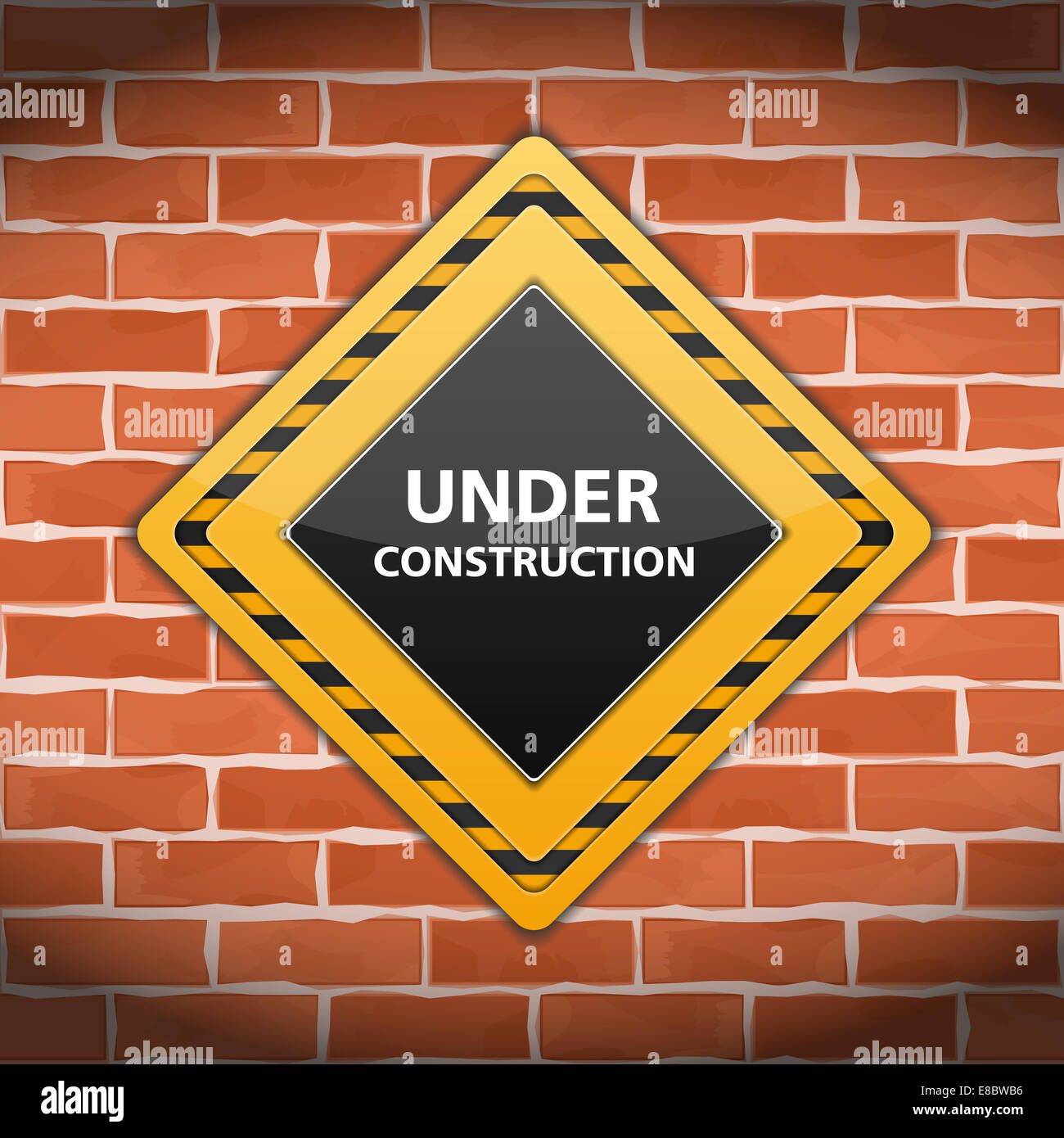 Under construction sign on brick wall Stock Photo - Alamy