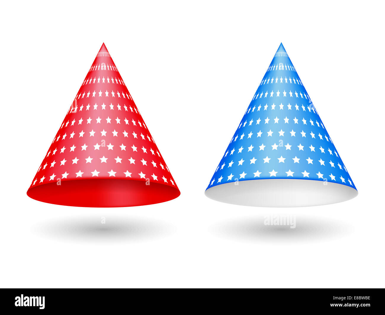 Two party hats on white background Stock Photo - Alamy