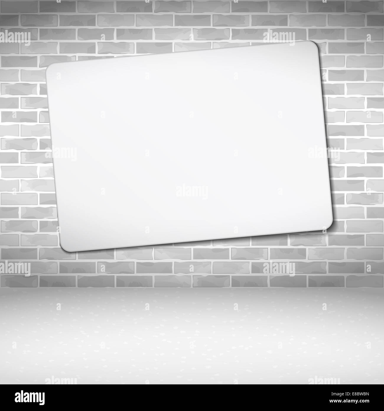 Blank white banner on brick wall Stock Photo - Alamy
