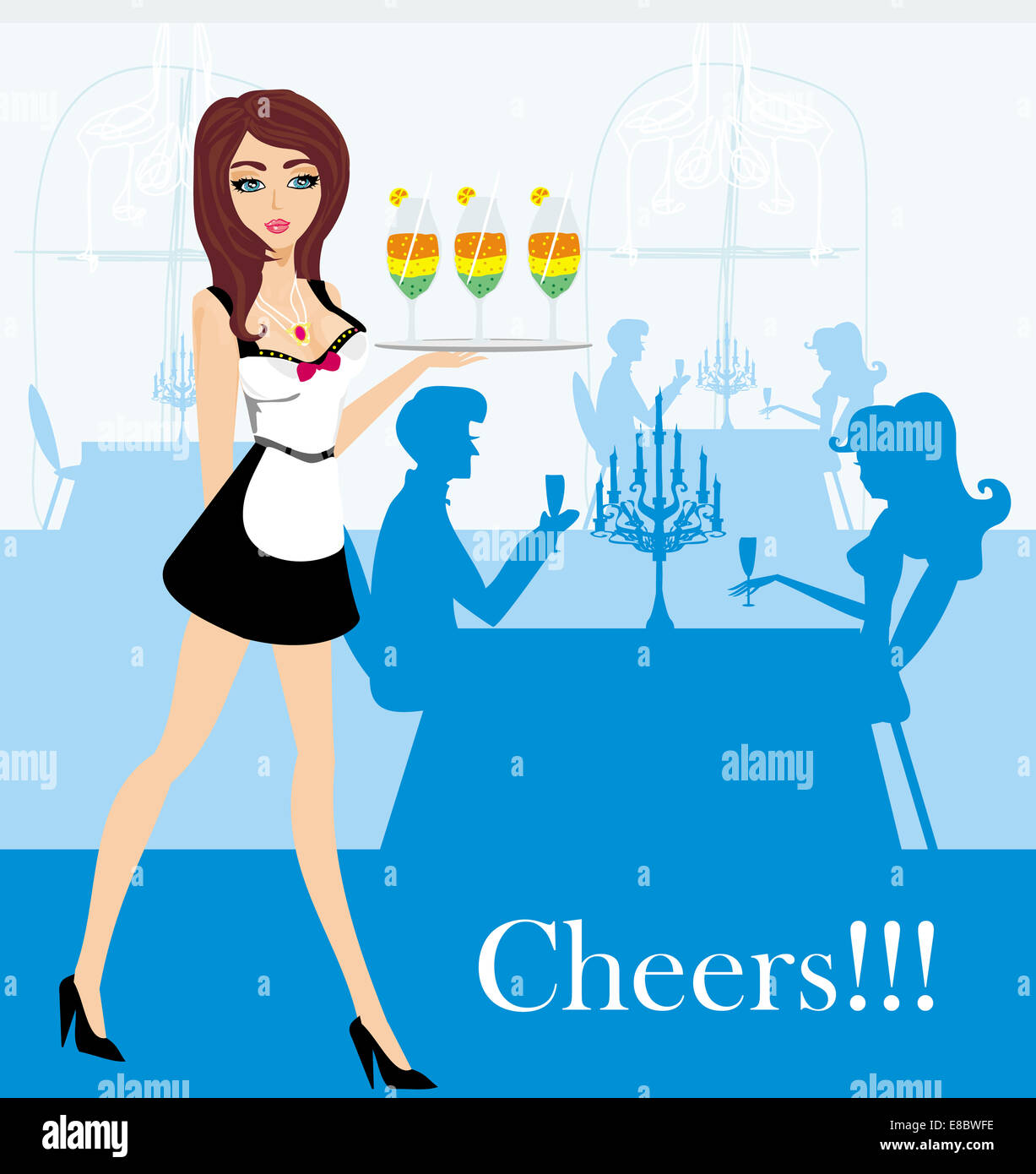 waitress serving colorful drinks Stock Photo - Alamy