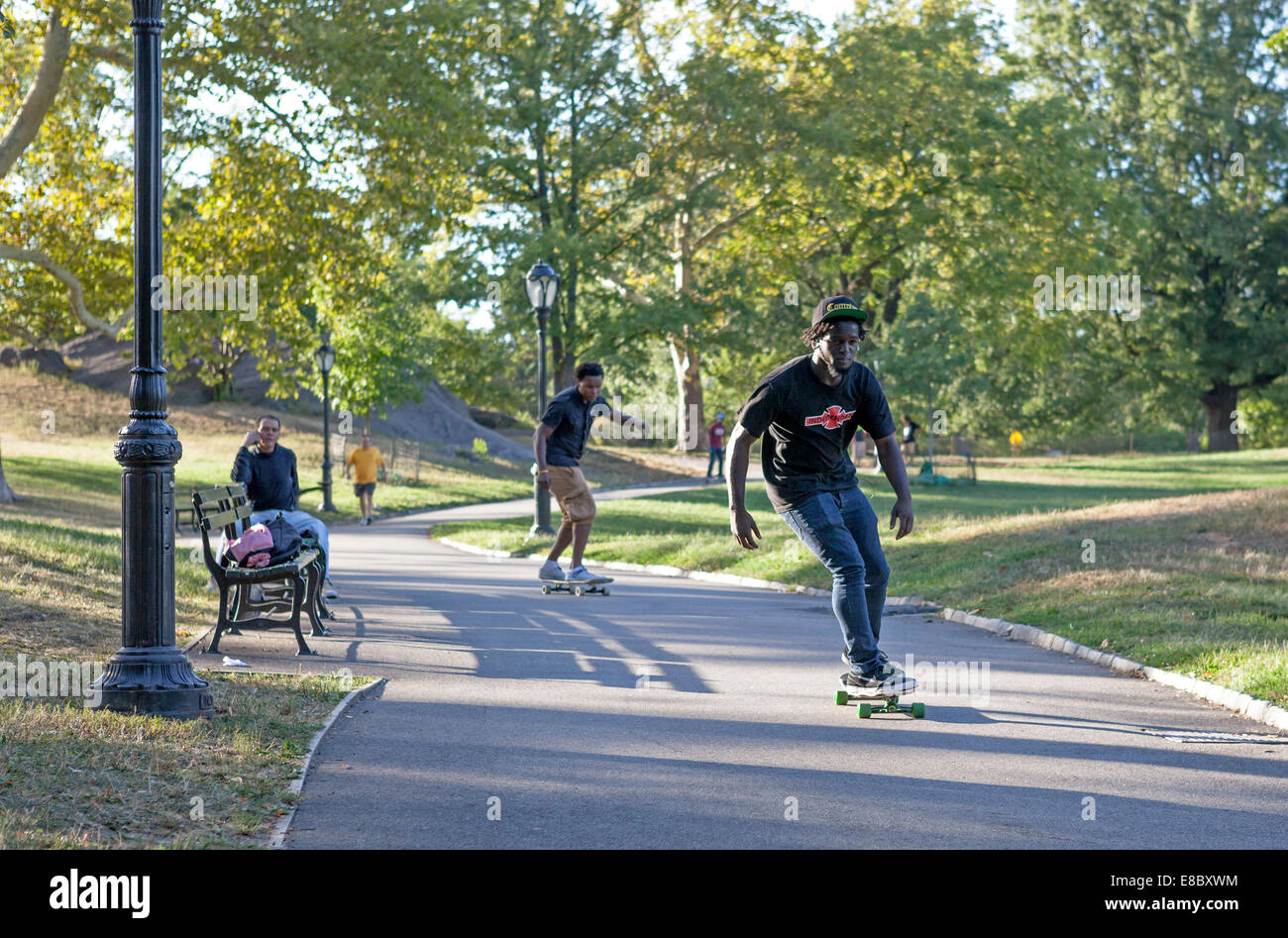 Skateboarders practice in Central Park in New York City Stock Photo - Alamy