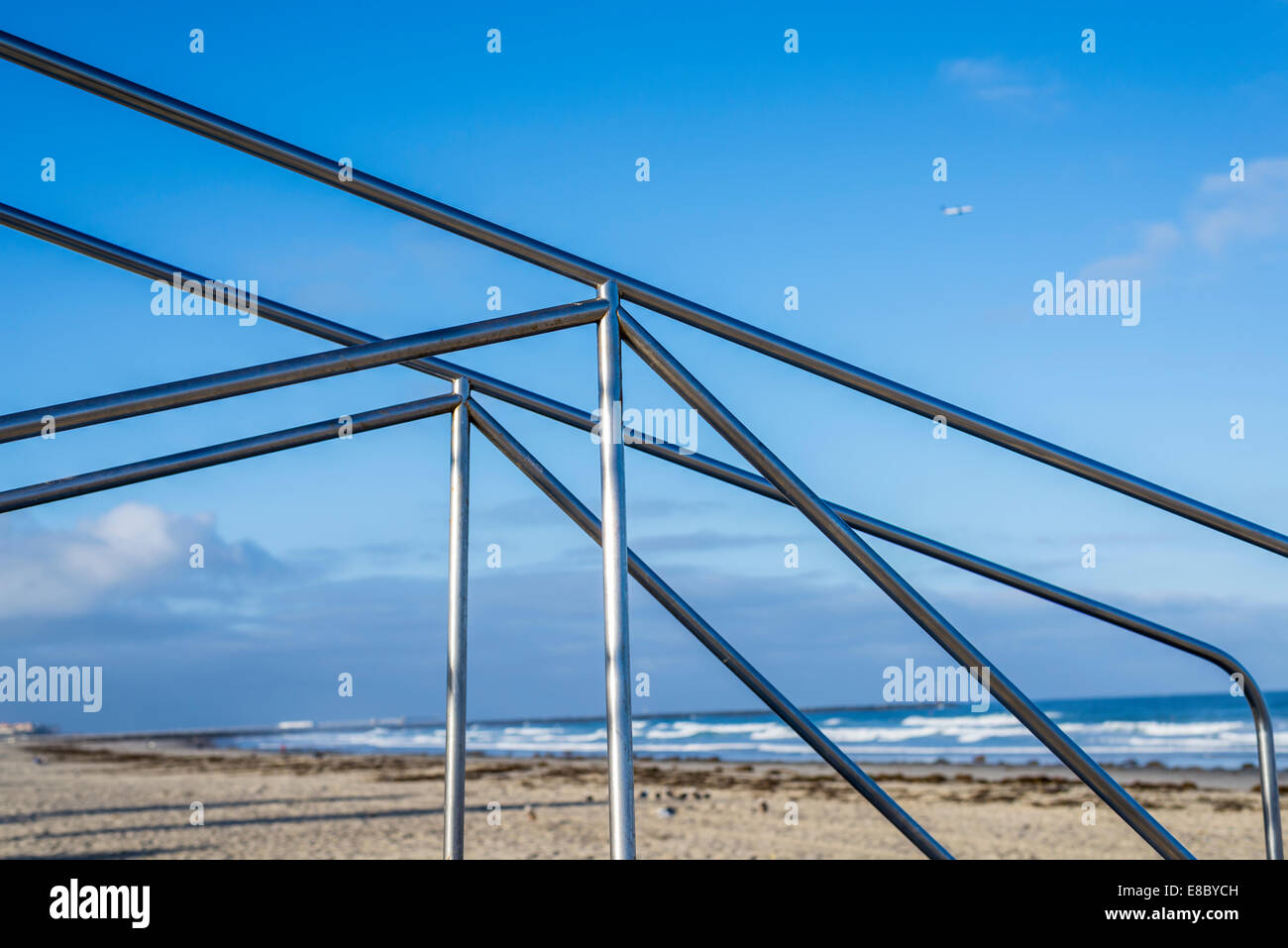 Close up view of metal railings on a lifeguard tower Stock Photo - Alamy