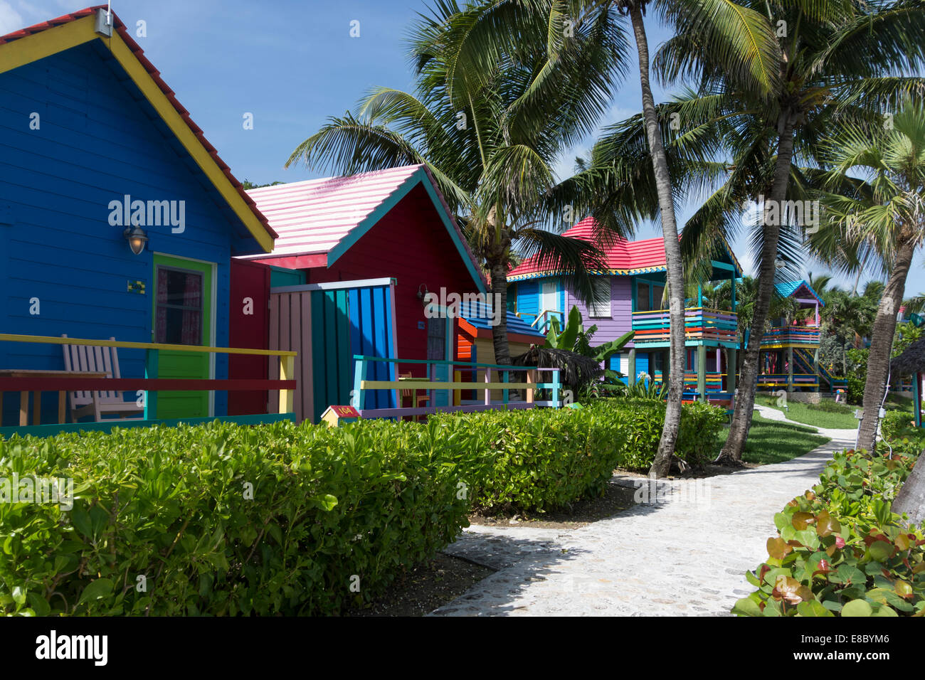 colourful chalets, Compass Point Beach Resort, Nassau, The Bahamas ...