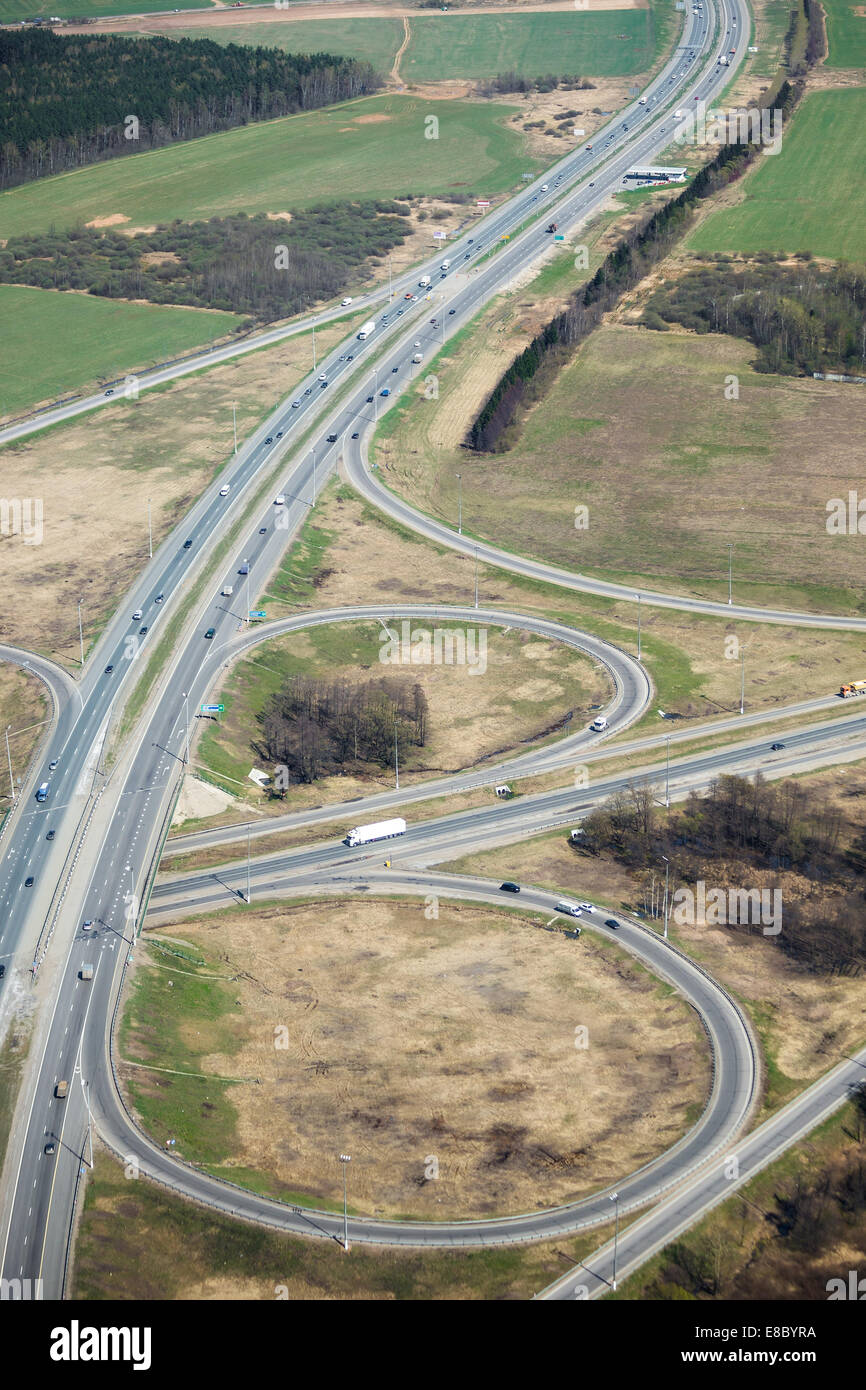 Aerial view of a transport intersection near Moscow in Russia Stock ...