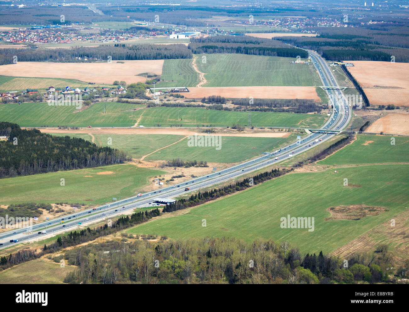 Aerial view of a highway from the helicopter in Russia Stock Photo - Alamy