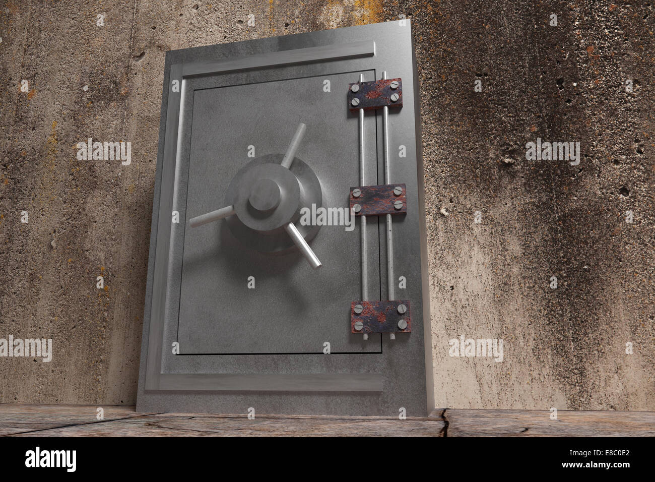 design in 3d of a security steel safe on a dirty background Stock Photo ...