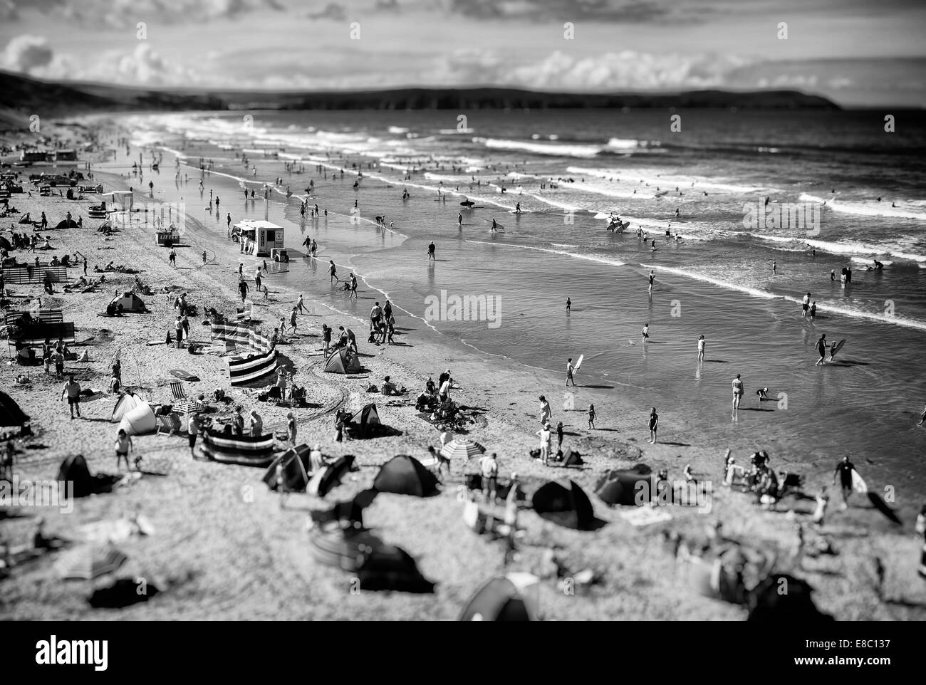 People on Woolacombe Beach, North Devon, Britain Stock Photo - Alamy