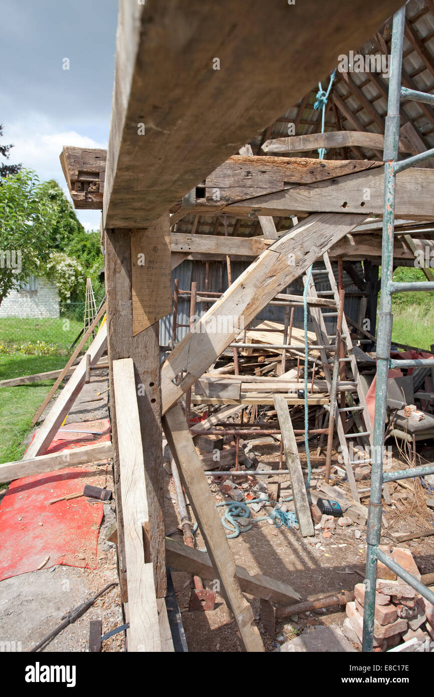 timber barn restoration Stock Photo - Alamy
