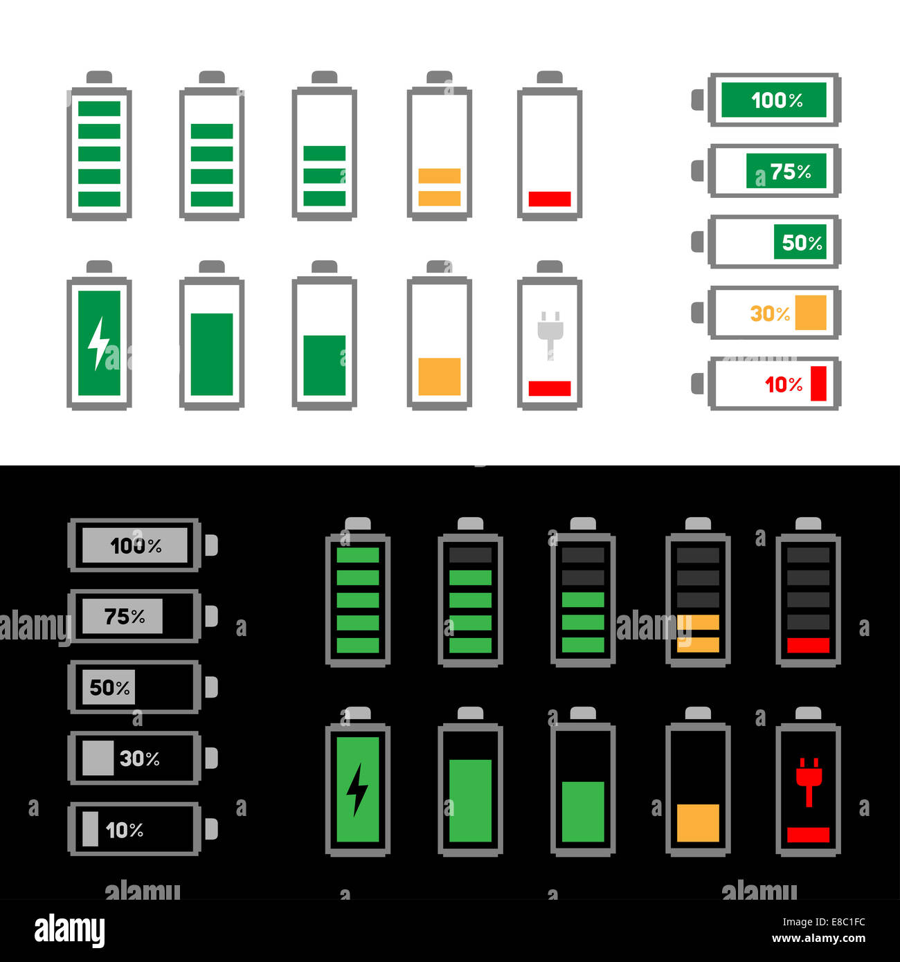 simple battery icon set Stock Photo - Alamy