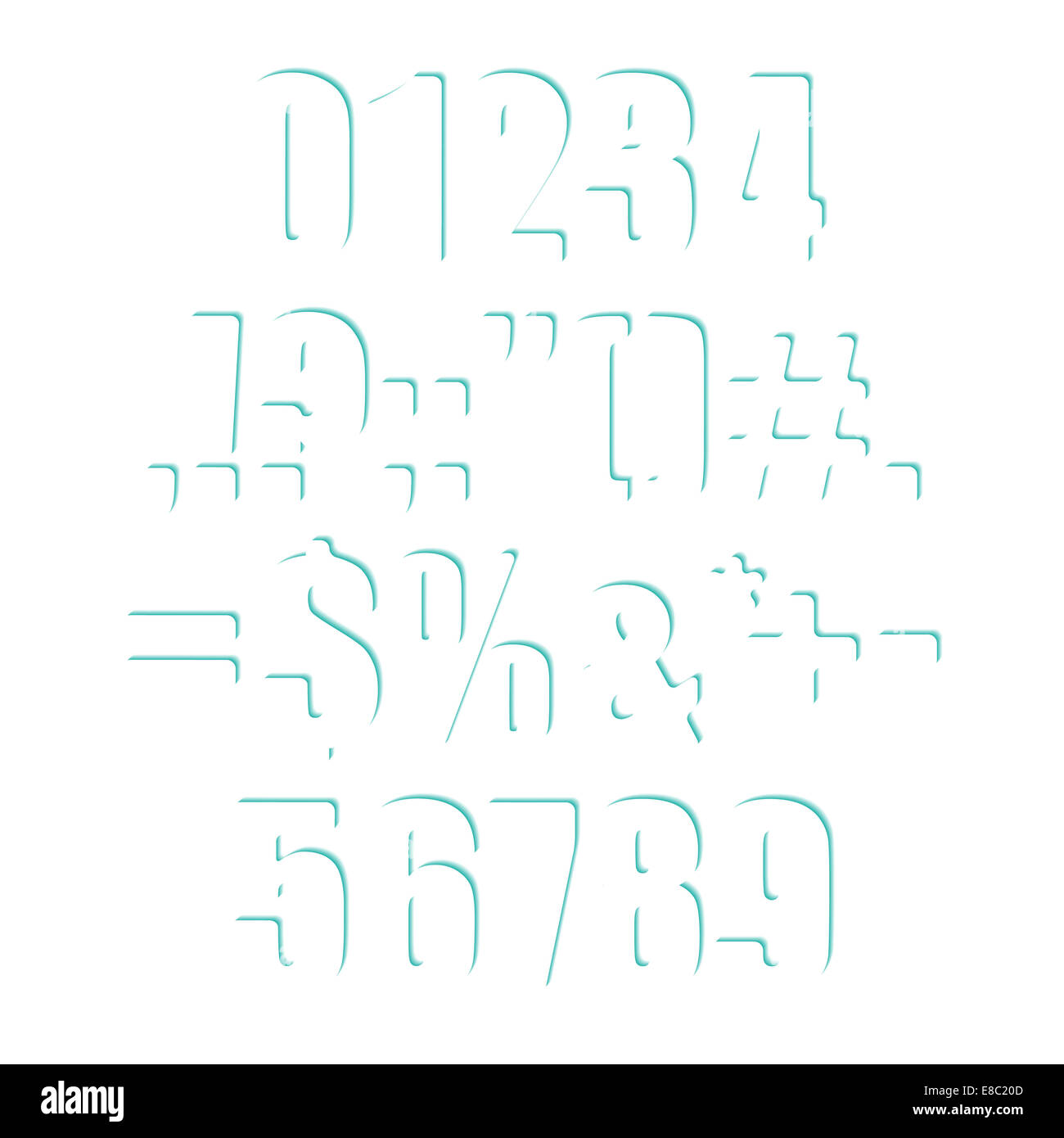 set of white numbers and signs. contemporary type font Stock Photo - Alamy