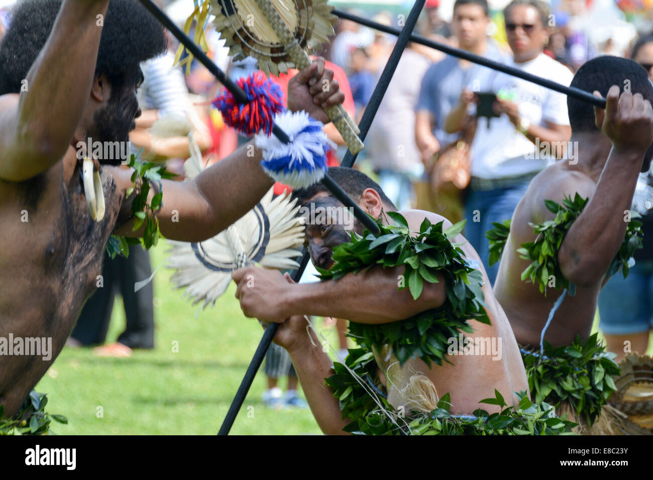 Sydney, Australia. 5th Oct, 2014. Traditional Fijian Meke dancers ...