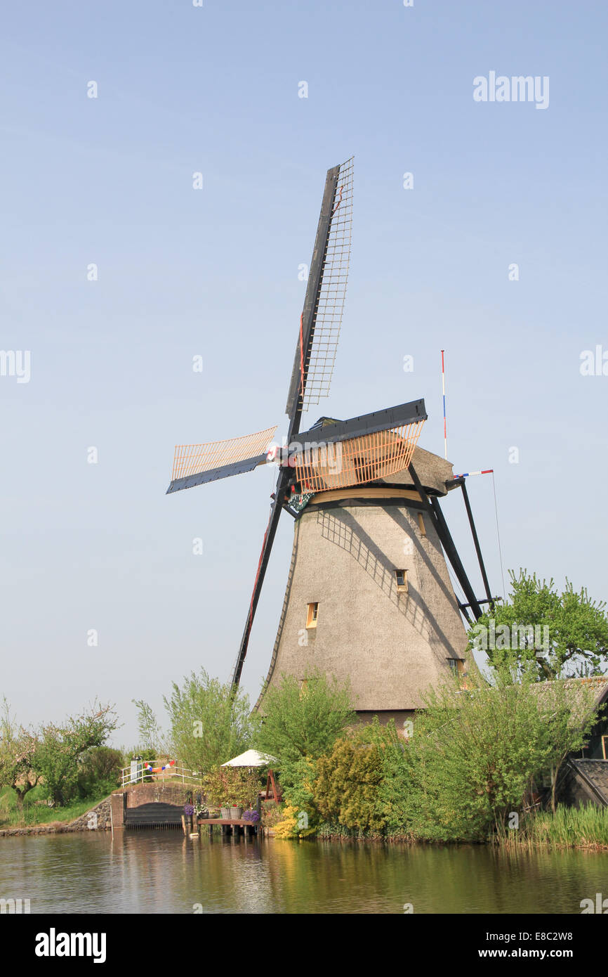 The Dutch windmill. Dutch countryside landscape with the windmill on ...