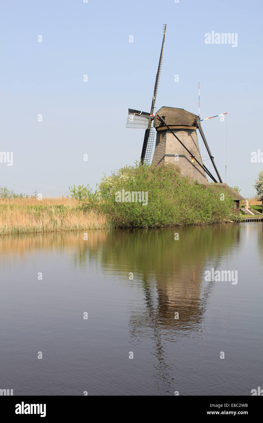 The Dutch windmill. Dutch countryside landscape with the windmill on ...